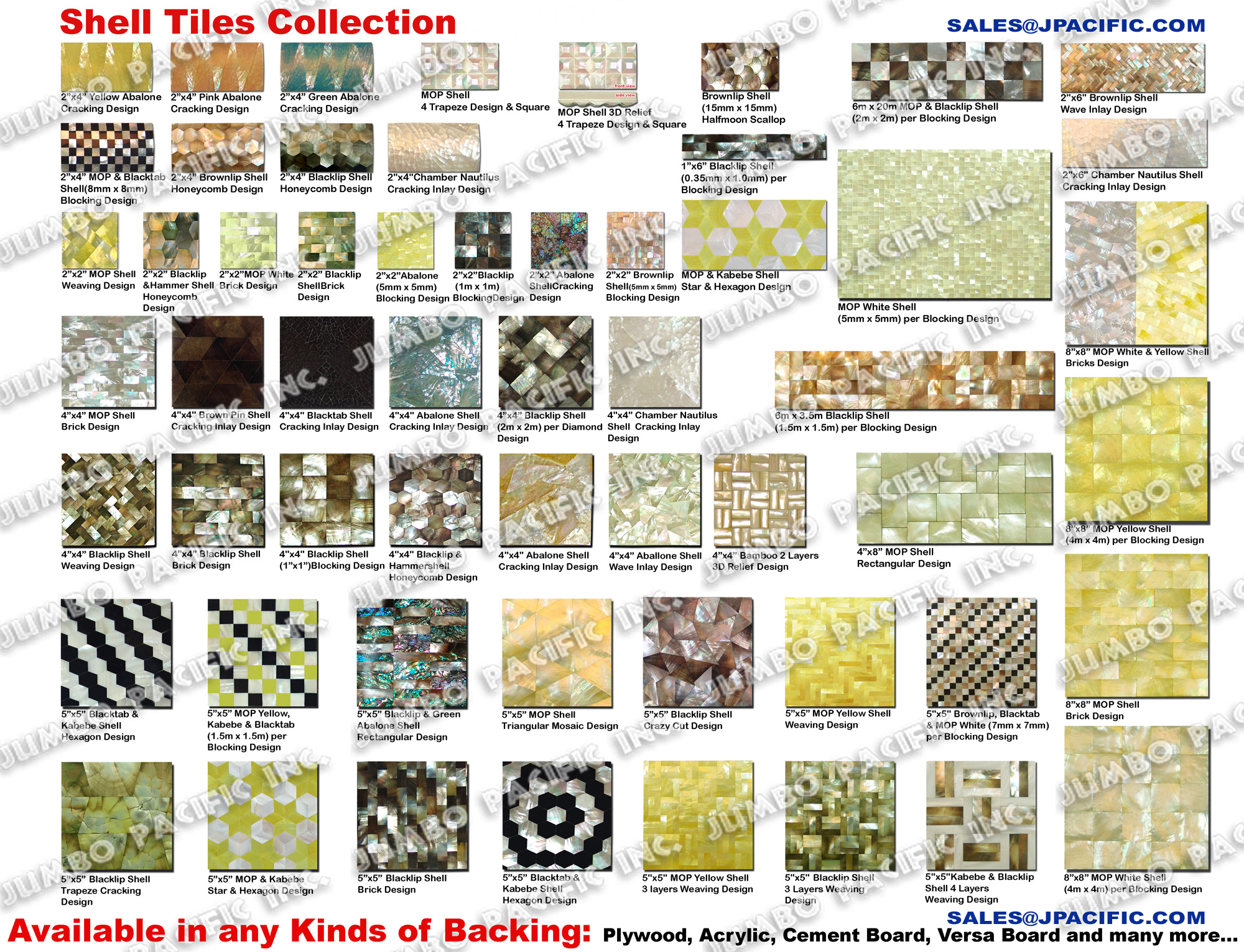 Shell Tiles and Wall Panels Designs and Sizes - Jumbo Pacific Inc.